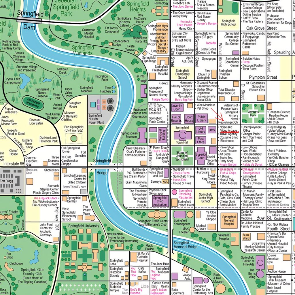 Cuadro Simple 60x40cm Springfield Map - The Wild